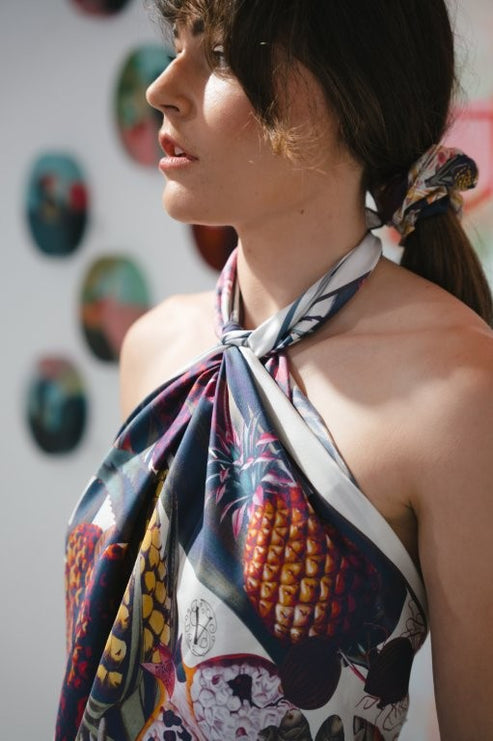 Pomona Lux Silk Scarf – Vibrant Botanical Fruit Print | Artifact ...